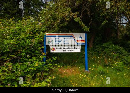 RCMP sign in North Pender Island, British Columbia, Canada Stock Photo ...