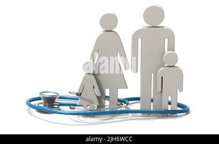 Medical used stethscope with family members, 3d rendering Stock Photo ...