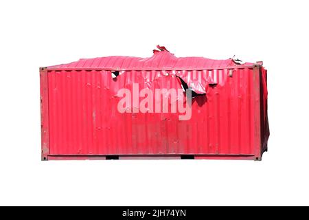 Container damaged from packing cut to white background for ease of use ...