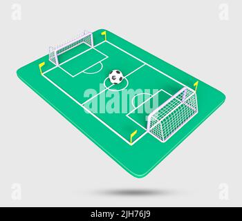 Football goal post 3d icon. Realistic soccer ball and goal bar icon ...