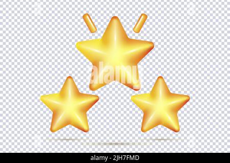 Three yellow glossy stars. Achievements for games. Customer rating feedback. Realistic 3d Vector ...