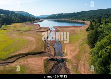 MERTHYR TYDFIL, WALES - JULY 16: An aerial view of an exposed bridge ...