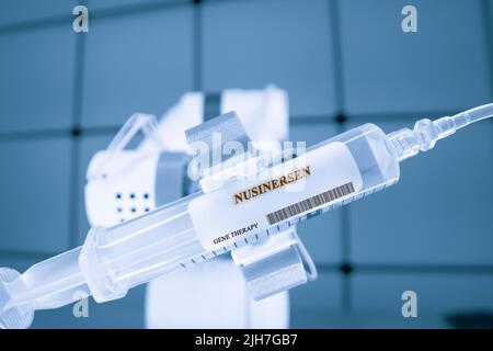 Nusinersen Personalized gene therapy. Syringe and injection of stem ...