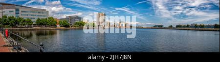 Panorama view of Cardiff bay in Wales Stock Photo - Alamy