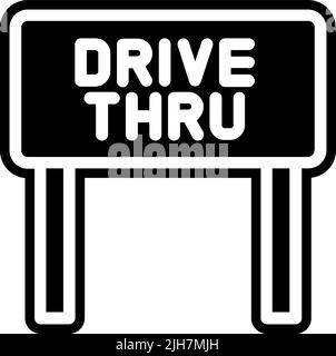 Drive thru restaurant line icon, vector. Drive thru restaurant outline ...