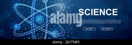 Atom 3d low poly website template. Atomic neutron design illustration ...