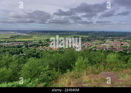 Panoramic view from Frodsham Hill Mersey view Cheshire overlooking the ...