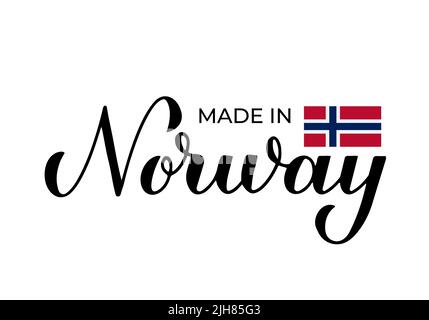 Made in Norway handwritten label in Norwegian language. Quality mark ...
