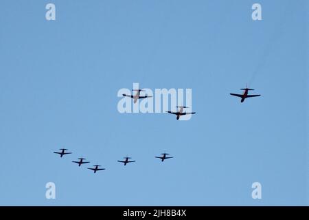 Red Arrows returning home to RAF Scampton after flying displays taken ...