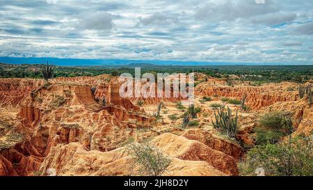A beautiful landscape of Tatacoa Desert with rock formations in ...