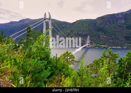 A beautiful view of Hardanger Bridge over Hardangerfjord, Norway Stock ...