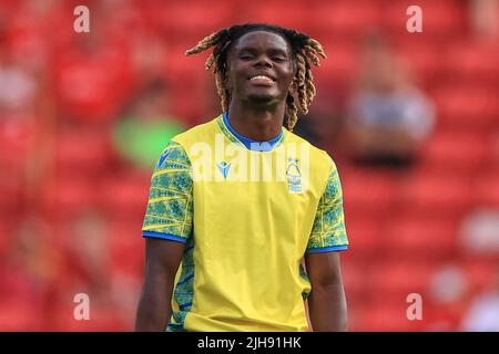Alex Mighten #17 of Nottingham Forest runs with the ball Stock Photo ...