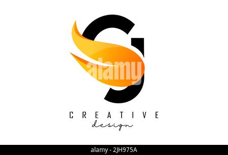 CJ Letter Design with Creative Cut and Colorful Rainbow Texture. JC ...