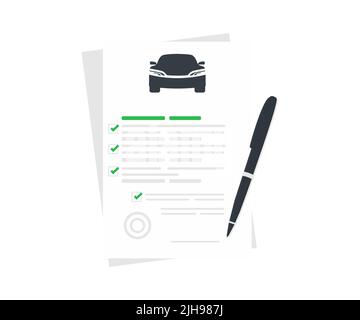 Car Insurance policy. Document report. Protection, warranty of vehicle ...