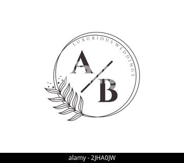 AB Initials letter Wedding monogram logos collection, hand drawn modern ...
