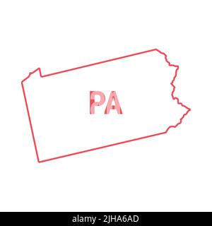 Pennsylvania US state map outline dotted border. illustration. Two ...