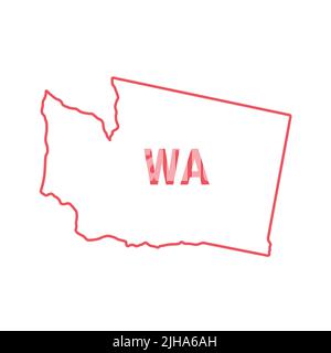 Washington US state outline map with the handwritten state name ...