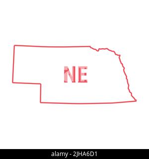 Nebraska US state red outline map with the handwritten LOVE word ...