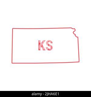 Kansas US state outline map with the handwritten HOME word. Continuous ...