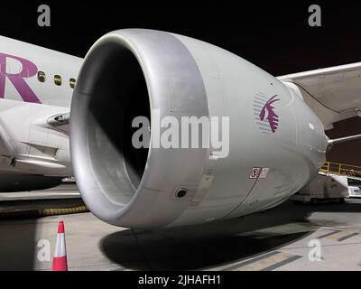 Qatar Airways Aeroplan Jet Engine Hamad Airport Stock Photo - Alamy