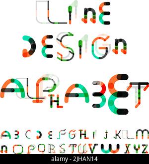 Minimal line segments design alphabet, font, typeface isolated on white ...