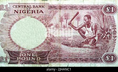 Large fragment of the reverse side of an old 1 KWD one Kuwaiti dinar ...
