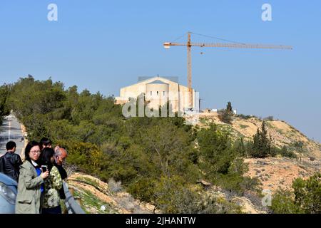 Memorial church of Moses on the top of mount Nebo in Jordan Stock Photo ...
