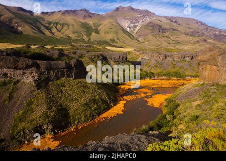 View of Agrio river near Salto del Agrio waterfall Stock Photo - Alamy