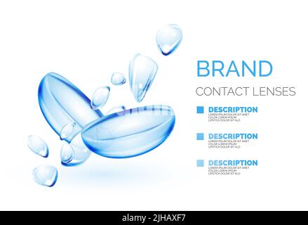Vector eye contacts lenses ad template, packaging and product ads ...