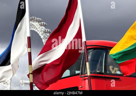 Three Baltic States flags in London Stock Photo - Alamy