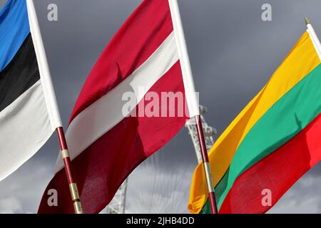 Three Baltic States flags in London Stock Photo - Alamy