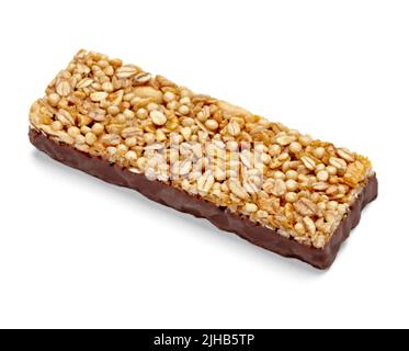 Muesli Cereal bar with white chocolate glaze Stock Photo - Alamy