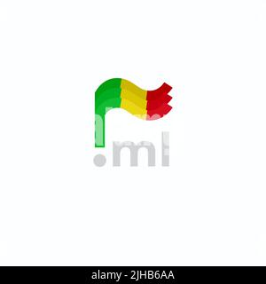 Mali Map Flag. Map of the Republic of Mali with the Malian national flag isolated on white ...