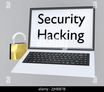 3D illustration of Security Hacking script on laptop's screen with an ...
