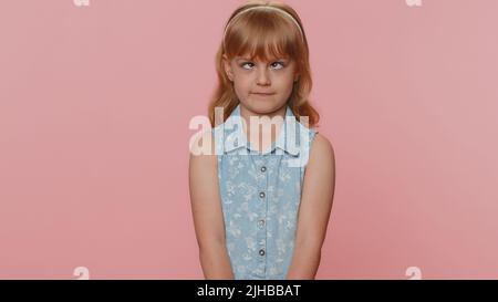 Funny amusing preteen child girl kid making playful silly facial ...