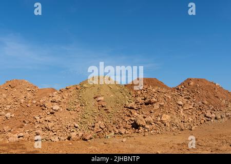 Excavation public work. Accumulation of very dry earth with earthy ...
