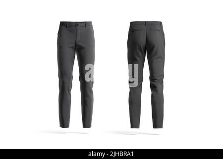 Blank black man pants mockup, front and side view Stock Photo - Alamy
