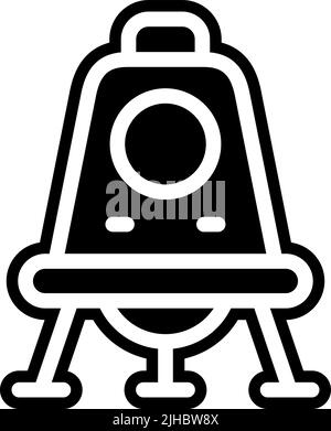 Simple cartoon illustration of a space capsule floating in space with ...