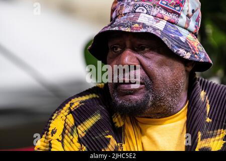 George Clinton conducts an interview at the DoorDash sponsored ...
