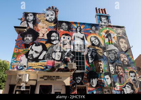 Prince Albert Pub, Brighton. The west-facing side of the pub is covered ...