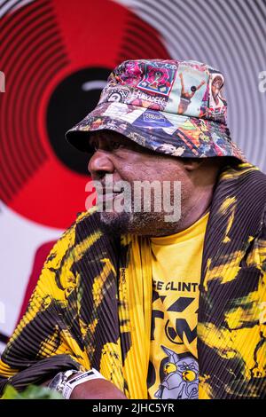 George Clinton conducts an interview at the DoorDash sponsored ...