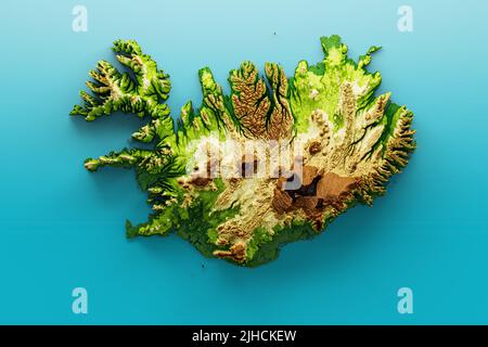 Iceland map soil land geology cross section with green grass top view ...