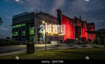 Brisbane, Australia - Brisbane Powerhouse at night, repurposed old tram ...