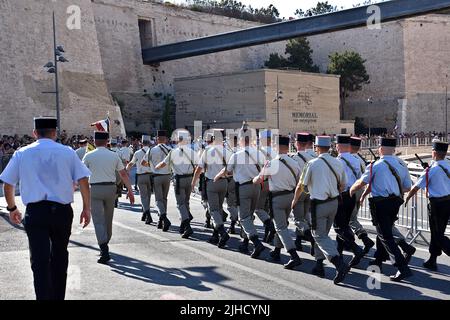 Members of the French land armed forces parade march through the Old ...