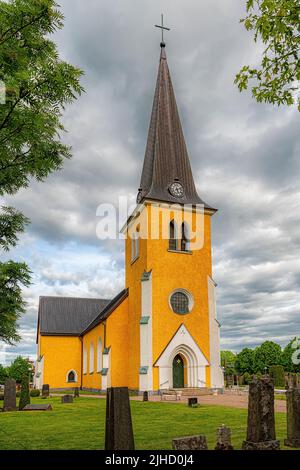 A vertical shot of the Broby Swedish Parish Church in Scania, Sweden ...