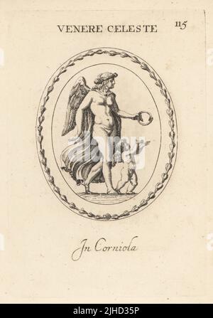 Figure of winged Cupid or Amor, Roman god of love, with the breastplate ...