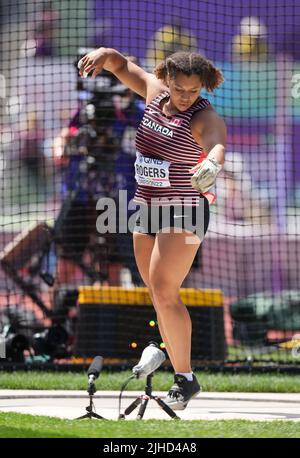 Camryn Rogers of Canada competes in the women's hammer throw final at ...