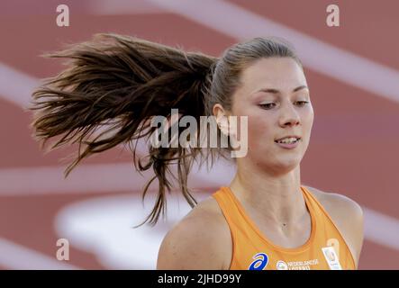 EUGENE - Emma Oosterwegel in action during the all-around long jump on ...