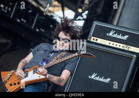 Dec Martens of the band Amyl and the Sniffers performs live on stage at ...