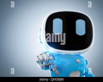 3d rendering blue robotic assistant or artificial intelligence robot charging with electric ...